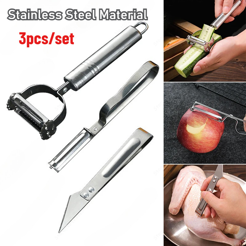 3pcs/Set Stainless Steel Peeler Kitchen Vegetable Potato Cutter Fruit ...