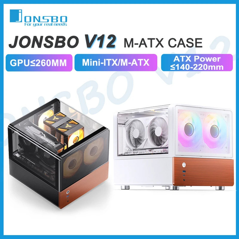 JONSBO V12 MATX Desktop Case Seaview Room Type-c Interface ATX Power ...