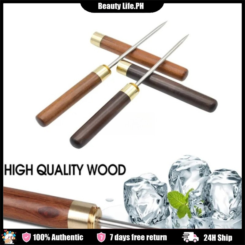Stainless Steel Ice Pick with Wooden Handle and Safety Cover for ...