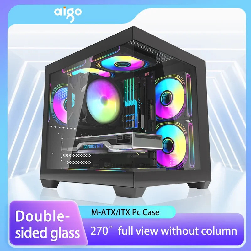 2025 Aigo 275P PC Case Sea View Room Gaming Computer Desktop M-ATX ITX ...