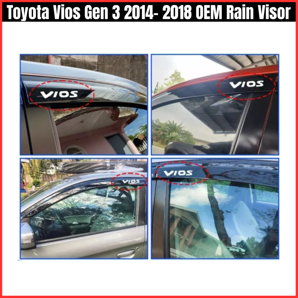 Toyota Vios Gen 3 2014 - 2018 OEM Rain Visor - Window Guard THAILAND ...