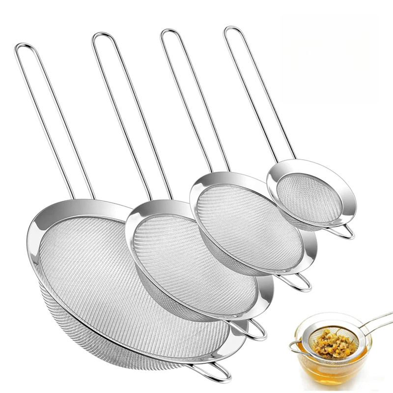 Kitchen Stainless Steel Wire Fine Mesh Oil Strainer Flour Colander ...