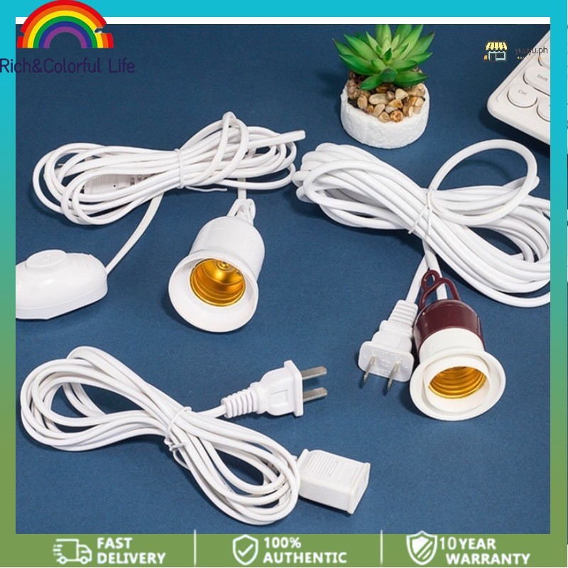 3M/5M/10M E27 Lamp Holder With Switch Hook Extension Led Light Bulb ...