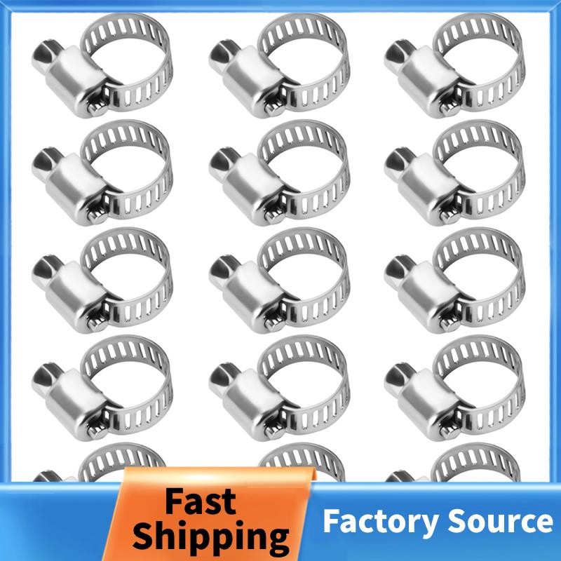 15 Pcs Stainless Steel 8mm to 12mm Hose Pipe Clamps Clips Fastener ...