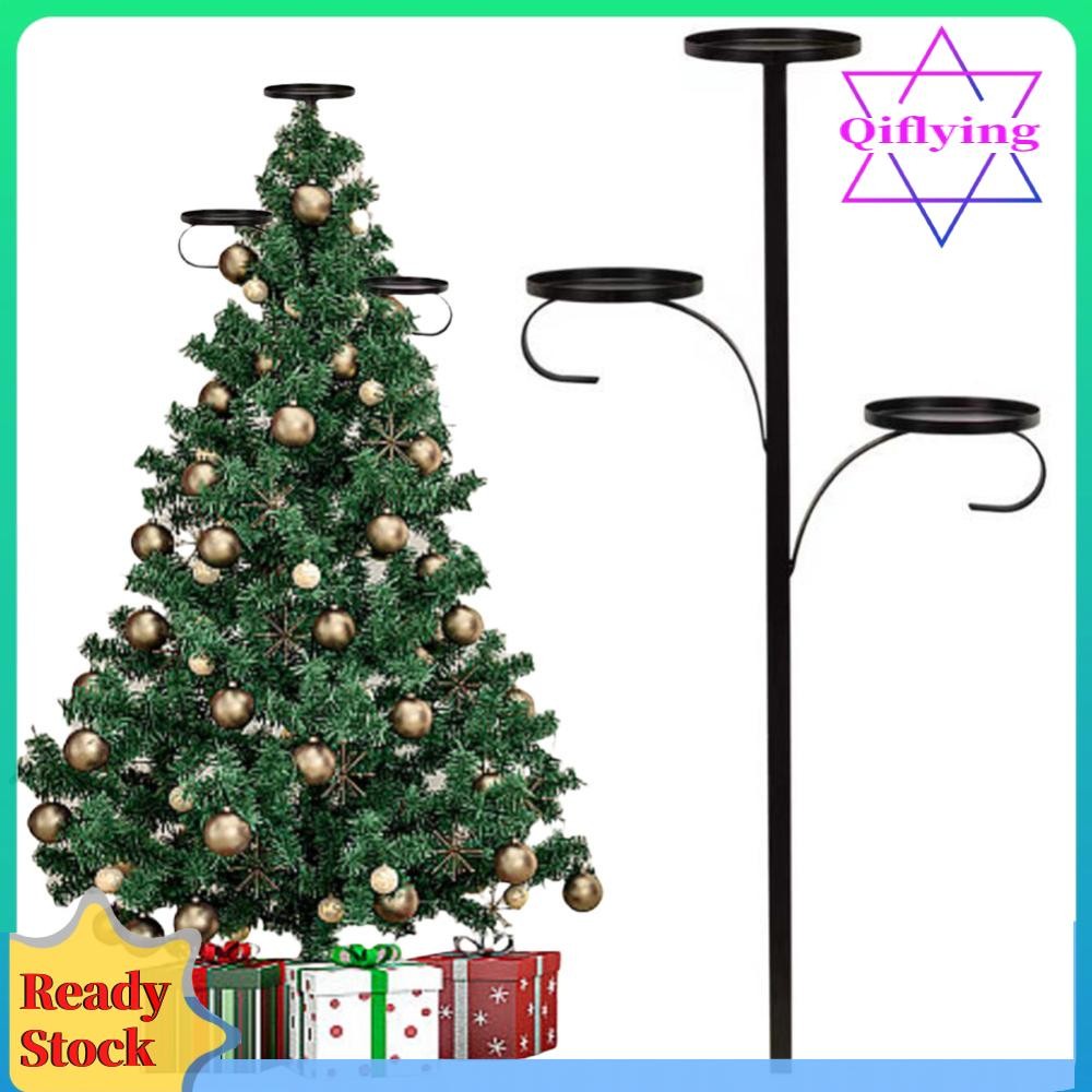 Metal Black Triple Tree Topper Christmas Tree Topper Candle Holder for ...