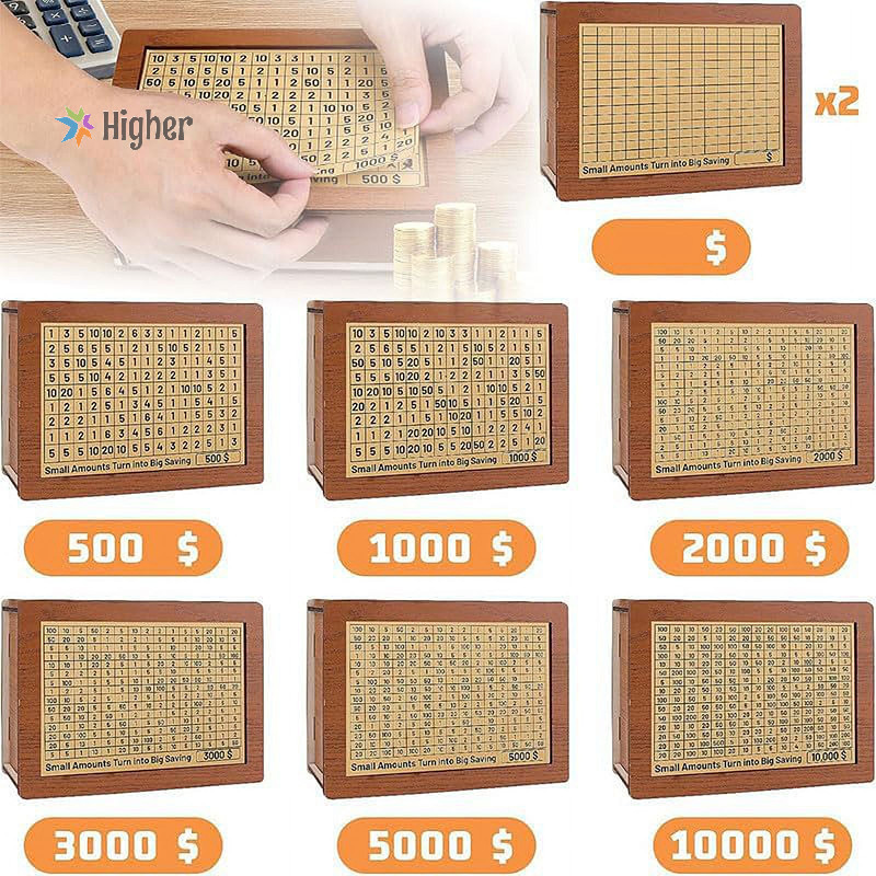 Higher＞ 1000/2000/3000/5000/10000 Euro Dollar Money Box Piggy Bank Wood ...
