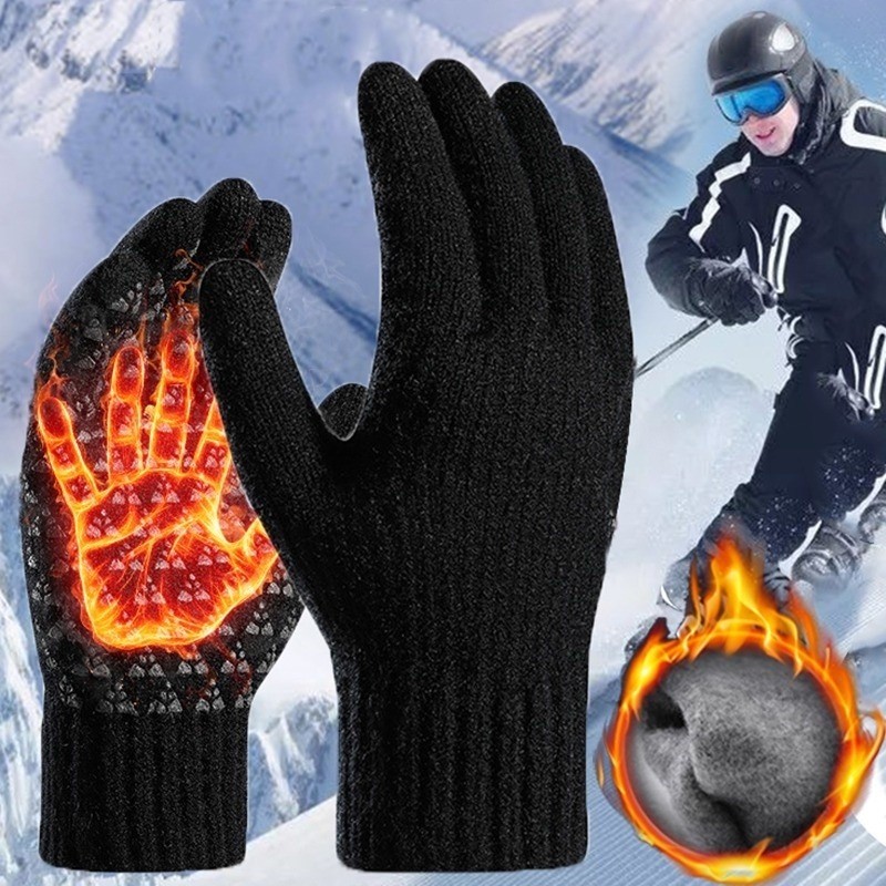 Men Touchscreen Gloves Knitted Wool Warm Mitten Adult Outdoor Grasp ...