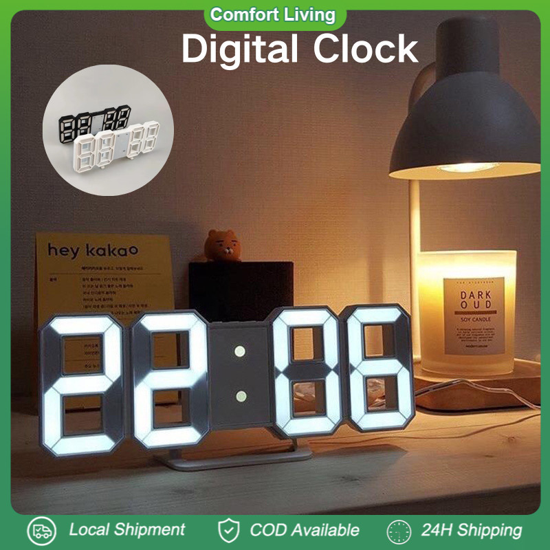 LED Digital Adjustable Clock Wall Decor Smart 3d Alarm Clock Led ...