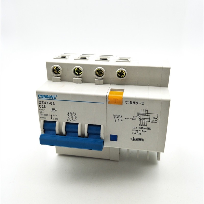 New 6000A Breaking Capacity DIN Rail 3P N Earth Leakage Circuit Breaker AC 400V 25A | Shopee ...