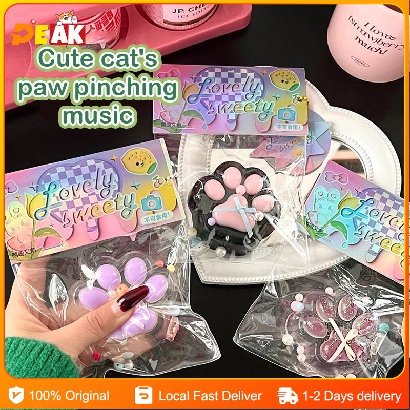 Cartoon Pearl Cat Claw Squeeze Pinching Transparent Toy Cute Cat Paw ...