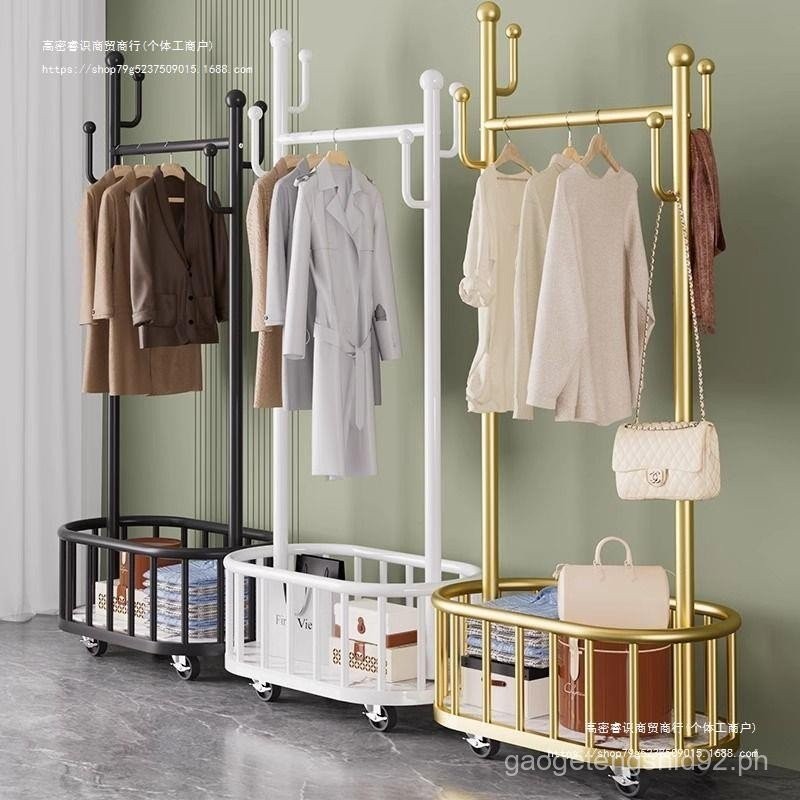 Clothes Hanger Floor Vertical Clothes Rack Moving Wheels Household ...