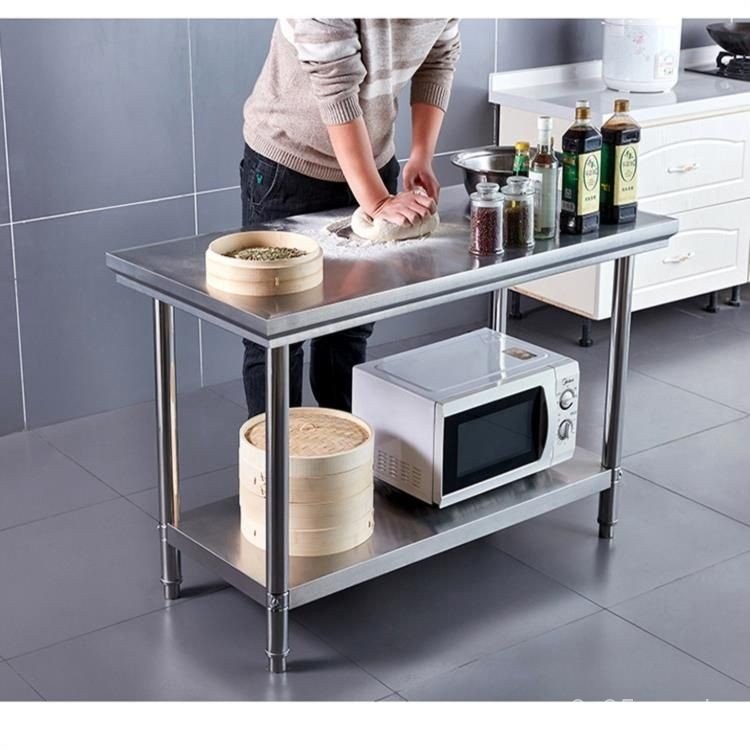 Thickened Double-Layer Stainless Steel Workbench Work Table Restaurant ...