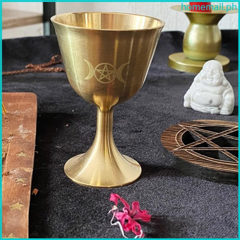 HO Ritual Cup Altar Goblet Wicca Gold Plating Brass Ceremony Moon ...
