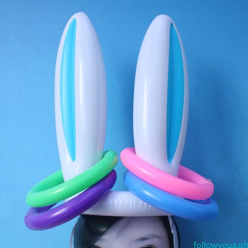 fol Easter Inflatable Bunny Ear Ring Toss Game Kit Inflation Handheld ...