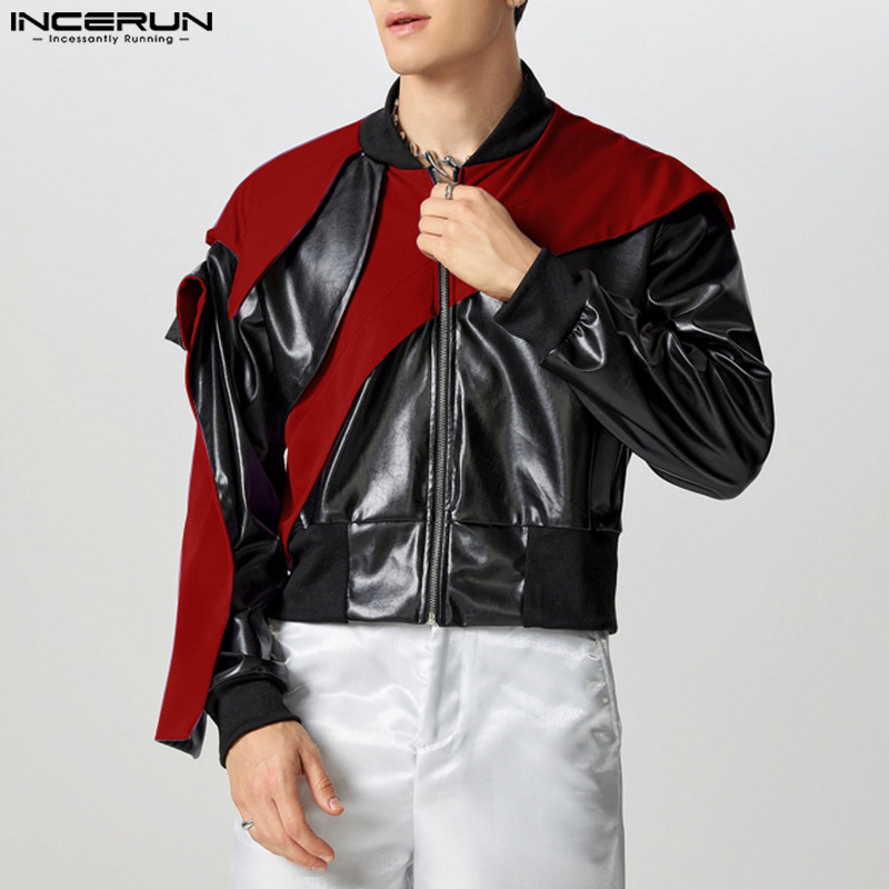 INCERUN Men Vintage Casual Patchwork Color Blocking Silhouette Jackets ...