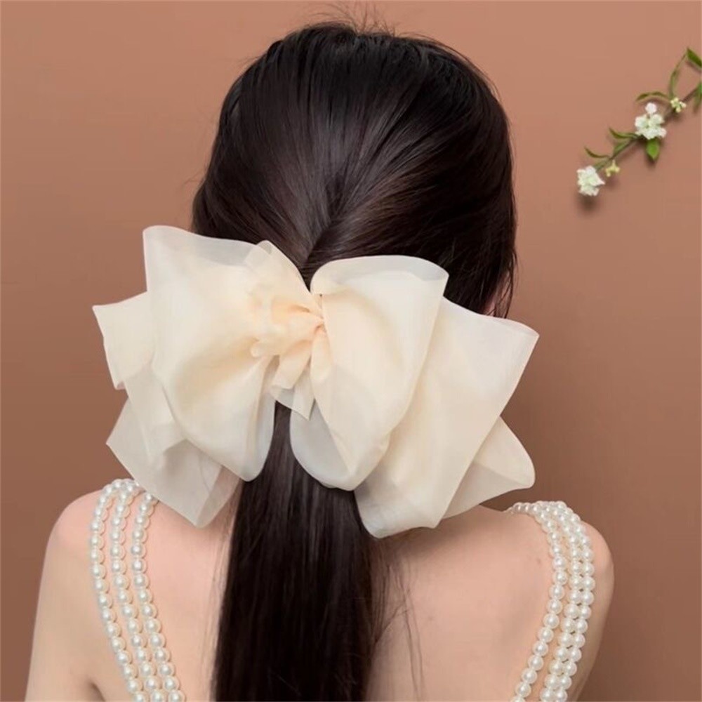 YOUJ Chiffon Oversize Hair Barrette Bow Clip for Women Girls Soft ...