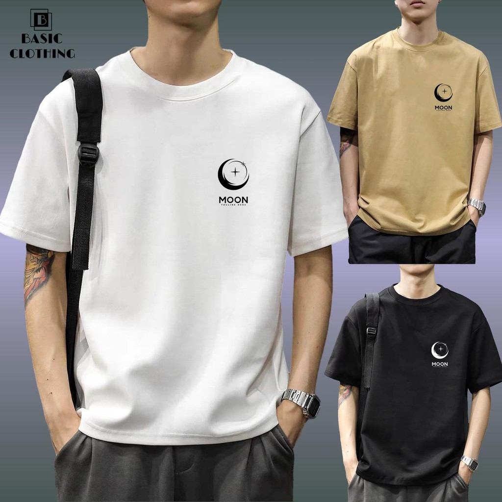 MOON TAGLINE: Unisex Cototton Round Neck T-Shirt with 220 GSM Fabric ...