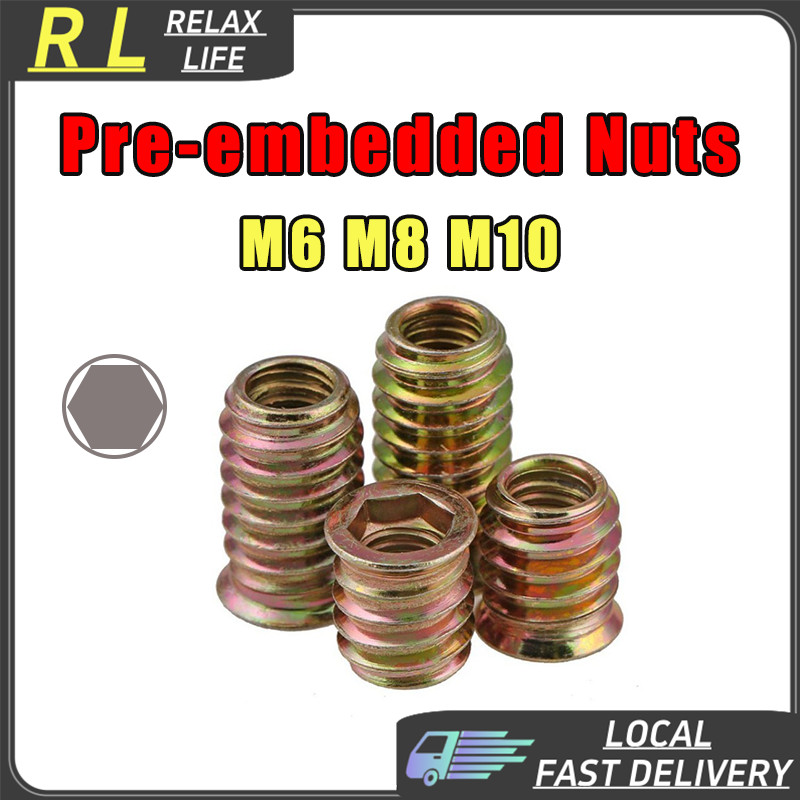 [RL] Wood Insert Nut Pre-embedded Nuts Screw Hex Socket Thread Bolt ...