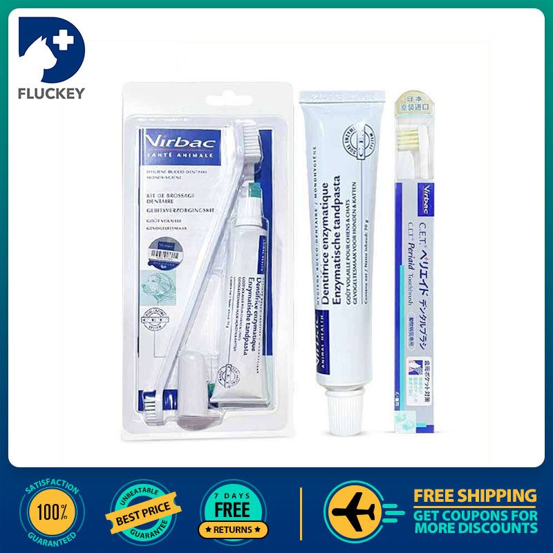 Virbac CET Enzymatic Toothpaste and Toothbrush Dogs & Cat Eliminates ...