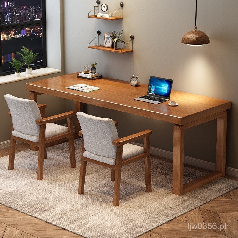 Home Long Table Simple Solid Wood Study Desk Living Room Student ...