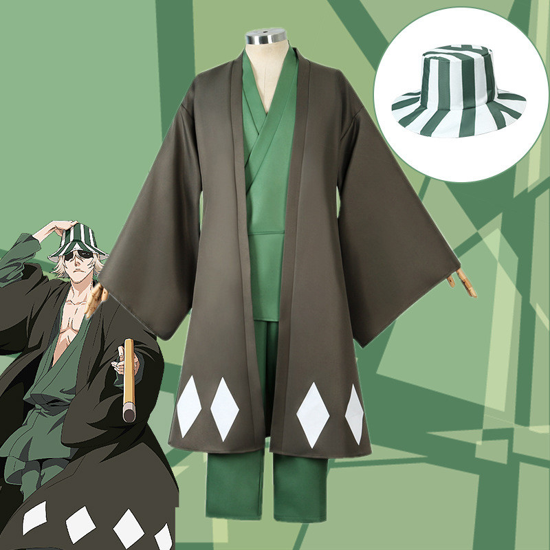 Anime Bleach Cosplay Urahara Kisuke Costume Men Women Green Kimono ...