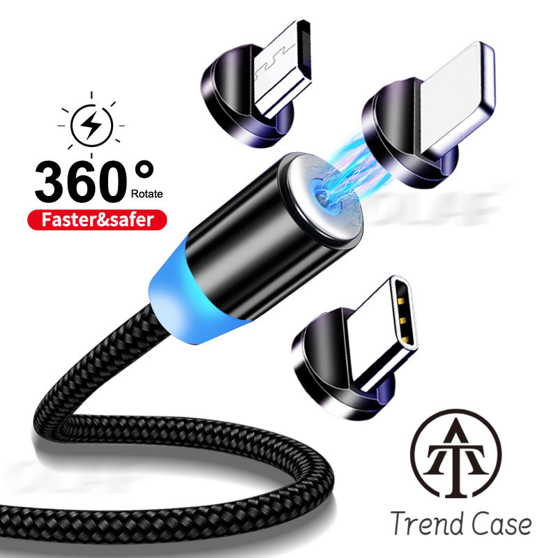 360° Magnetic Charging Cable Type C/IOS/Micro Fast Charging Data With ...