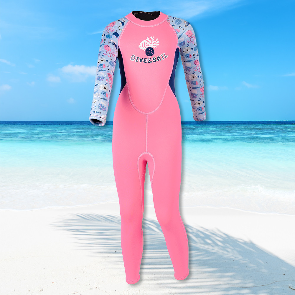 2.5MM Neoprene Girls Wetsuit with Back Zipper Kids Full Body Wetsuit ...