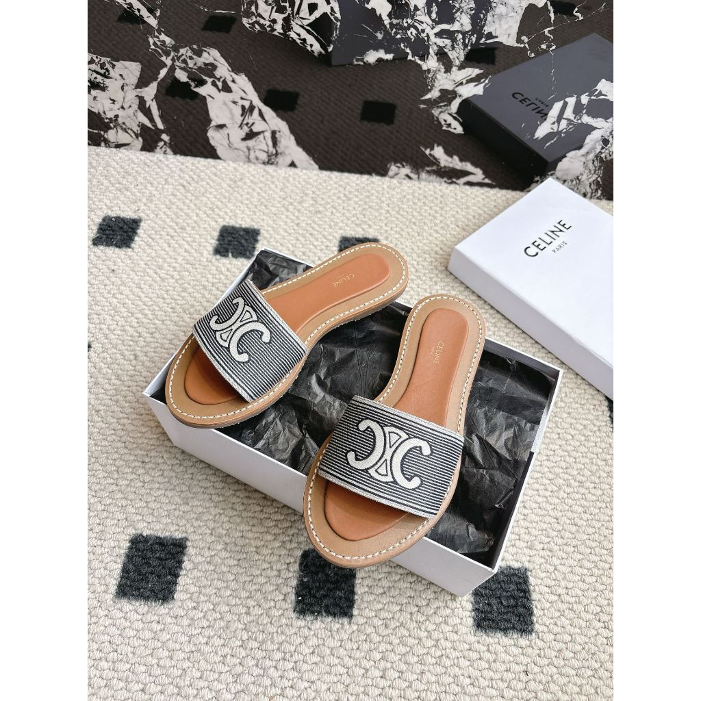 CELINE 2025 Summer New Arc de Triomphe Flat Slippers | Shopee Philippines
