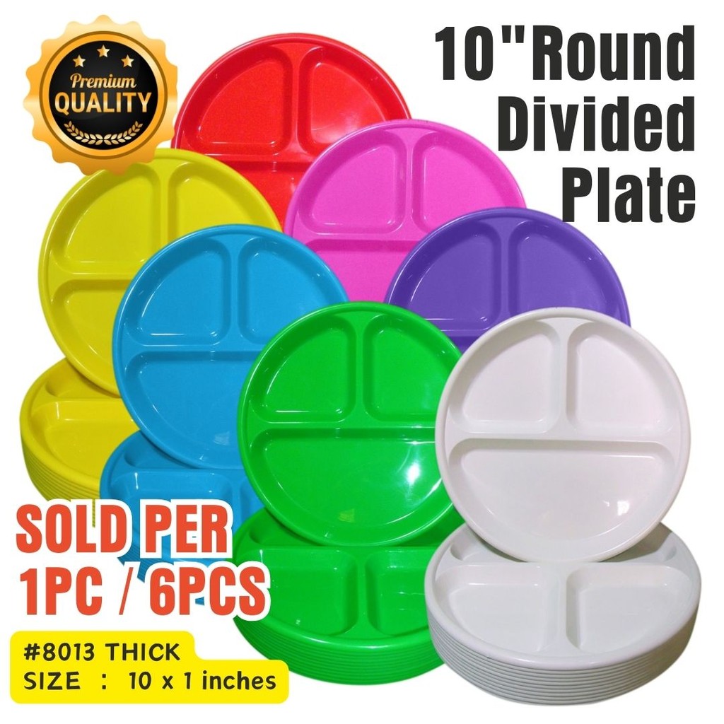 Round Devided Plate 10 Inch – Plastic Divider Plate with 3 Compartments ...