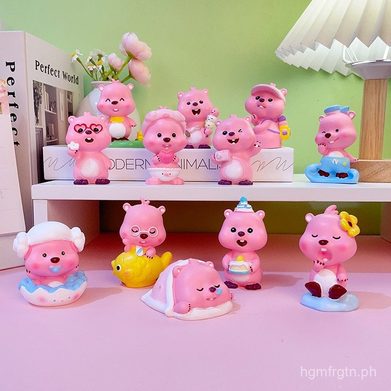 LQEZ Ruby loopy Blind Box Pink Beaver Small Ornament Office Desk Car ...