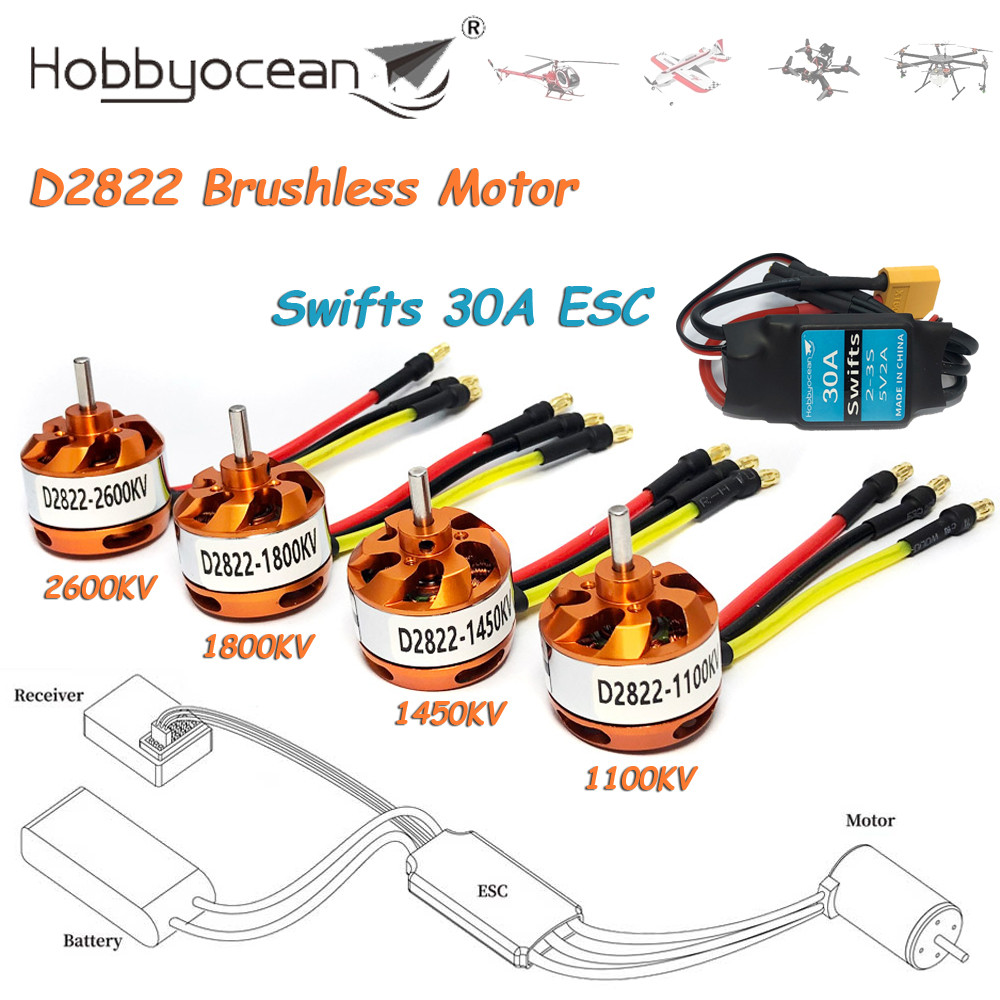 D2822 Brushless Motor 2-3S Lipo w/ Swifts 30A ESC Combo for RC Aircraft Multi Axis Fixed-Wing ...
