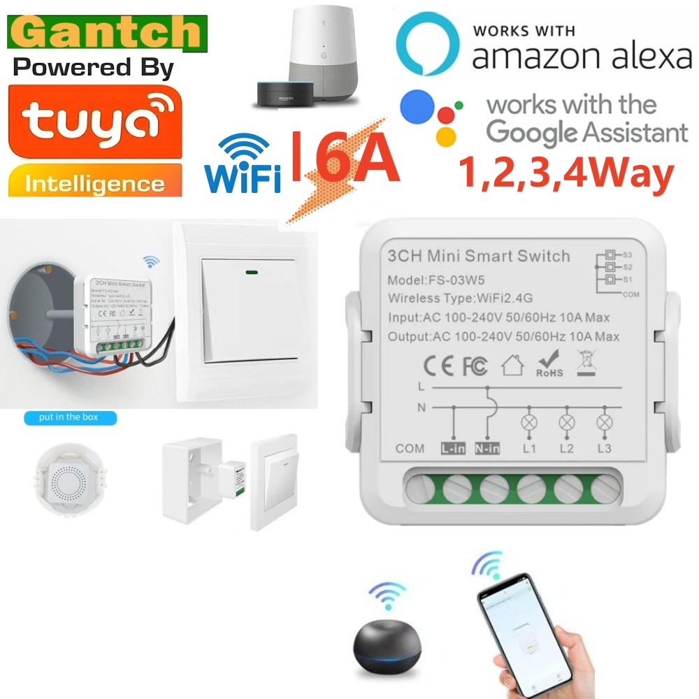 Tuya Smart Switch WiFi Switch Module 16A Power monitoring Mini Breaker ...