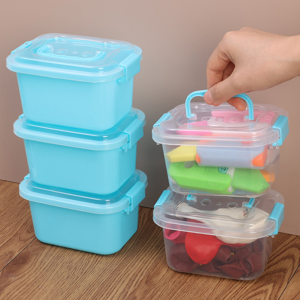 Portable Transparent/Blue Small Plastic Box with Lid - Multi-functional ...