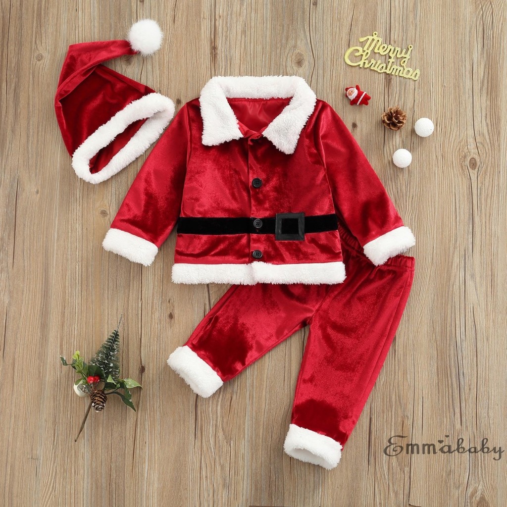 Emma-Children’s Christmas Clothes Santa Claus 3Pcs Set Long Sleeve ...