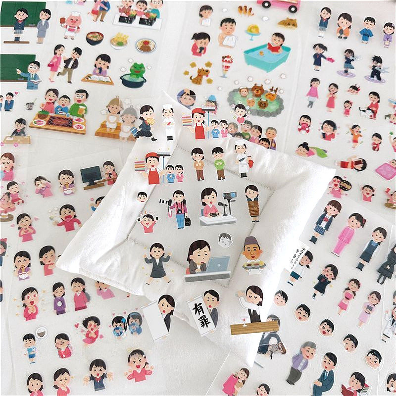 10 Sheets Cartoon Character Sticker Transparent Stickers DIY Scrapbook ...