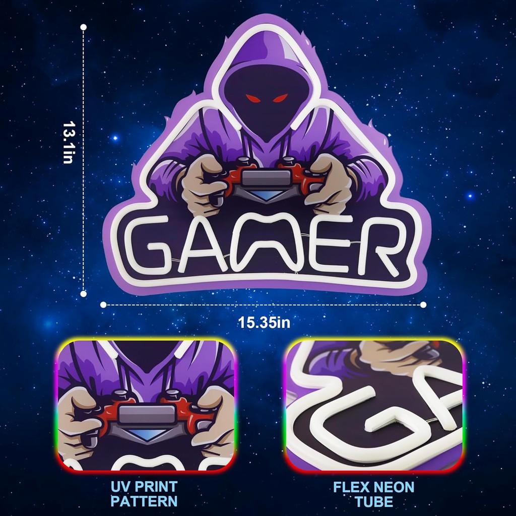 UV Printed Game Neon Sign for Game Room Decoration - Bedroom LED Video ...