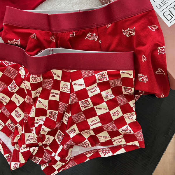 brief for men adult Natal Year Big Red Boxer Panties Men's New Year ...