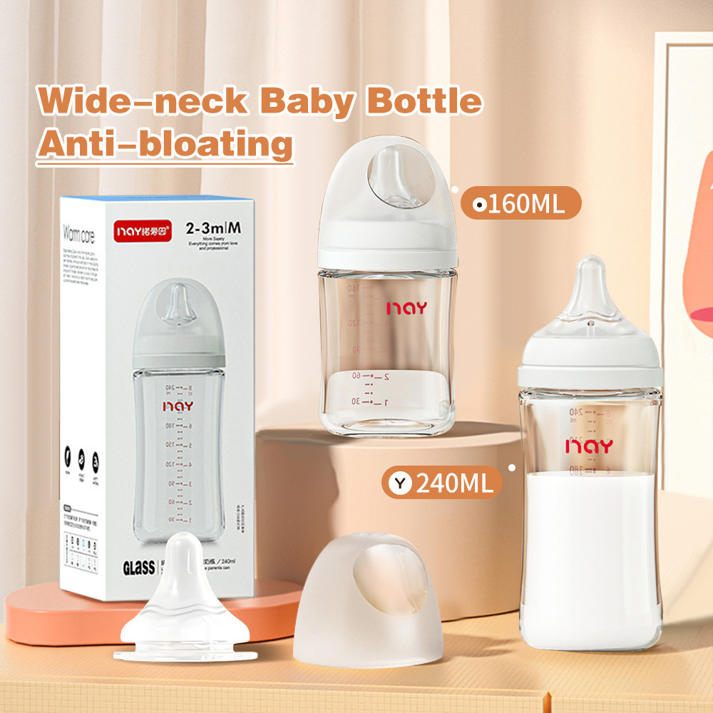 Rokibaby Milk Bottle Baby Bottles Glass Feeding Bottle For Baby 160/240Ml Glass Bottle | Shopee ...