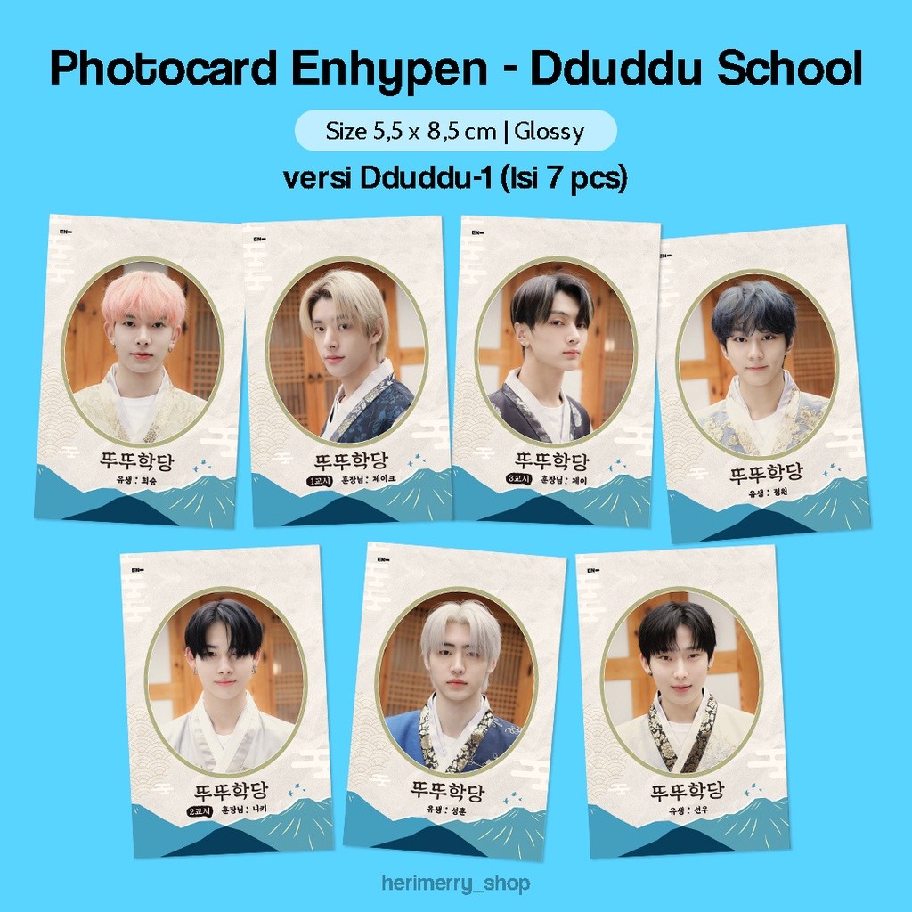 (CONTENTS Of 7 PCS) Photocard Enhypen Duddu School - Kpop Photo Card Member Unofficial Engene ...