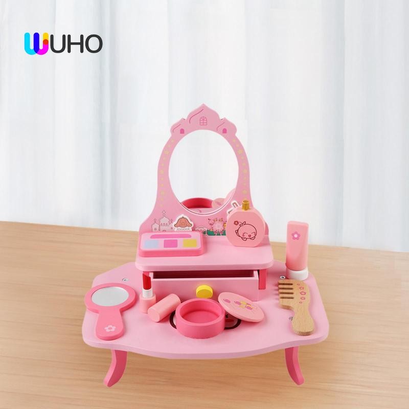 [WUHO] Kids Makeup Kits Role Play Games Beauty Salon Play Set Wooden ...
