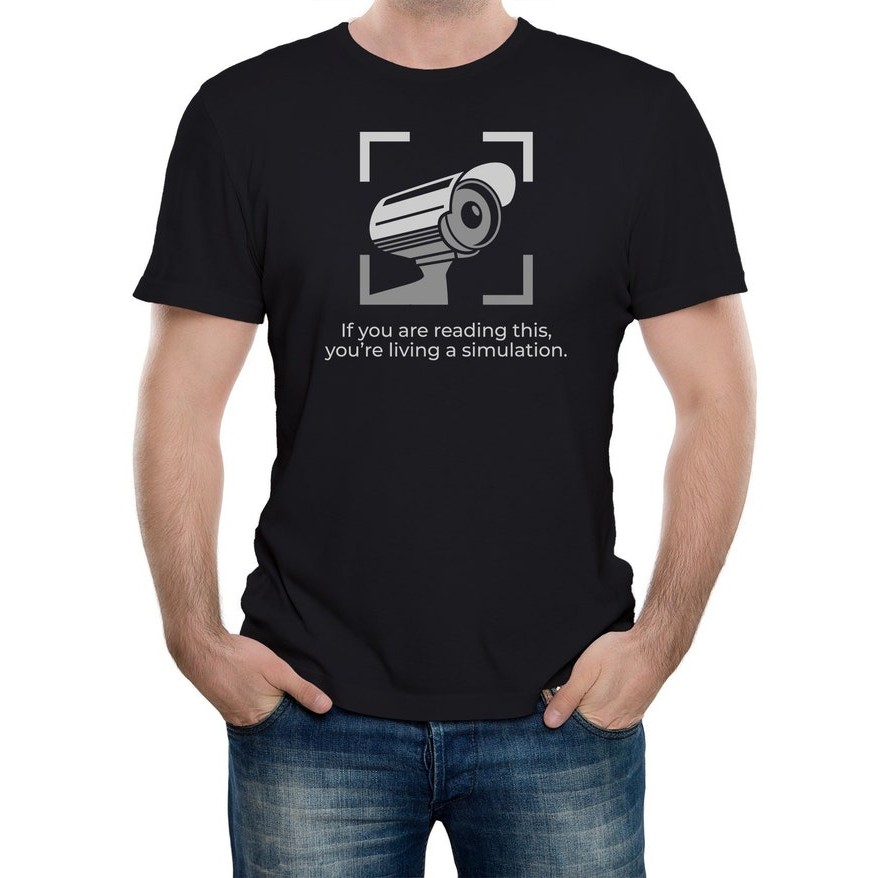 Mens If You're Reading this Living in a Simulation T-Shirt Conspiracy Black Sexy Big Size ...