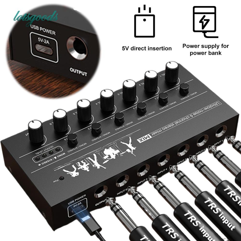 6-Channel Line Mixer Stereo Mixer for Guitars Bass Keyboards and Stage ...