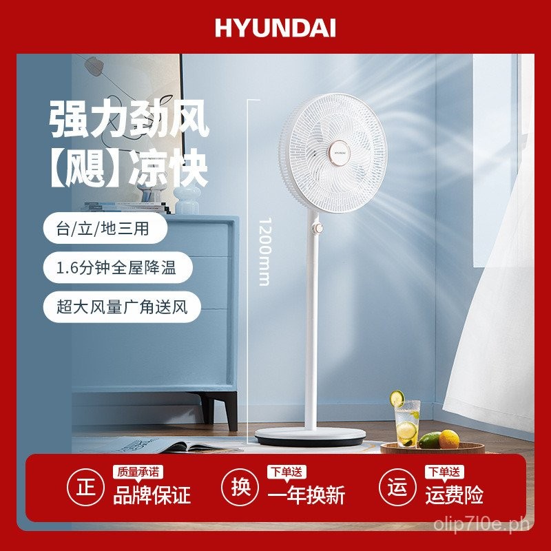 HYUNDAI Korea Modern16Inch Floor Fan Home Standing Light Tone Electric ...