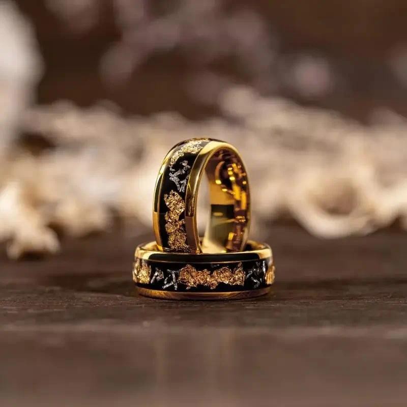 Explosive Meteorite Shattered Gold Foil Ring Men's Wedding Ring Solid ...