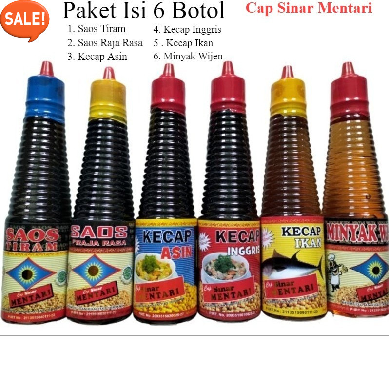 Cap Sinar Mentari 150 ml Contents 6 Bottles - Sesame Oil, Raja Rasa, Oyster Sauce, Soy Sauce ...