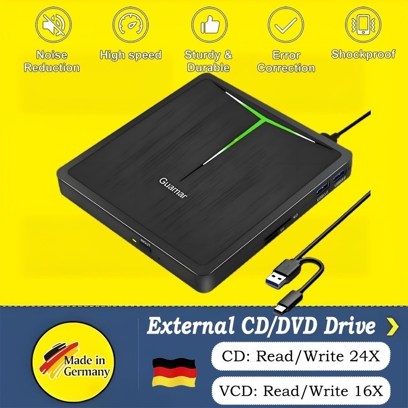 External CD DVD Drive USB Slim Portable External DVD Player DVD CD-RW ...