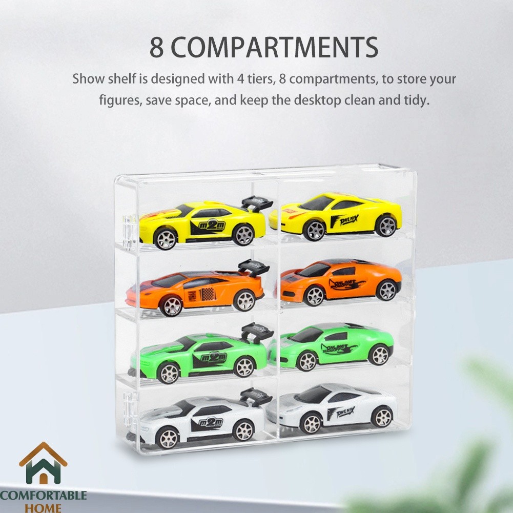 CHS 8 Compartments Car Model Storage Box PS Plastic Toy Car Display ...