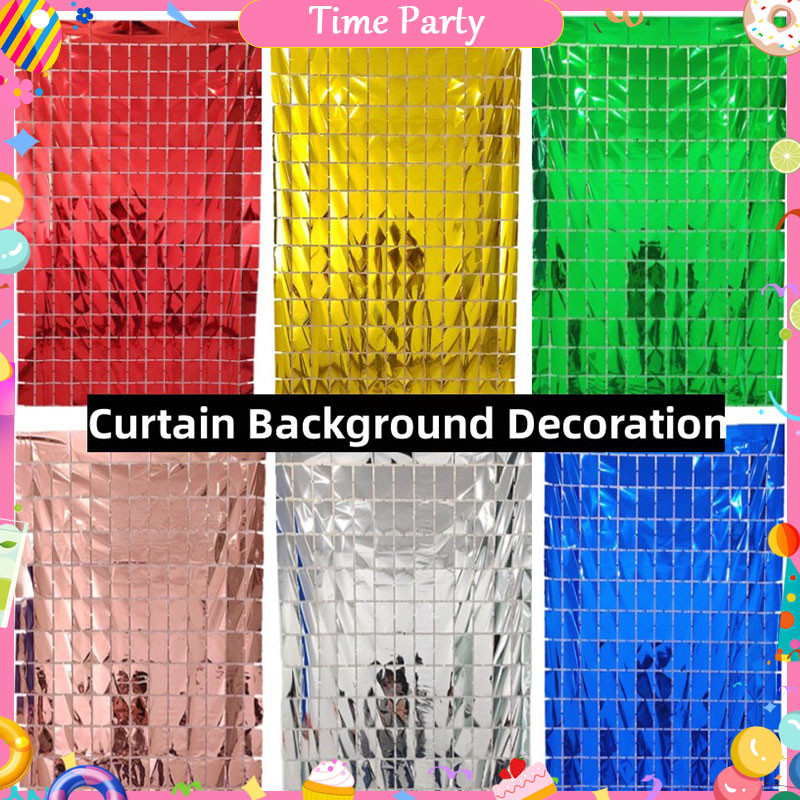 2Meters laser Square Curtain Foil Backdrops Birthday Party Decorations ...