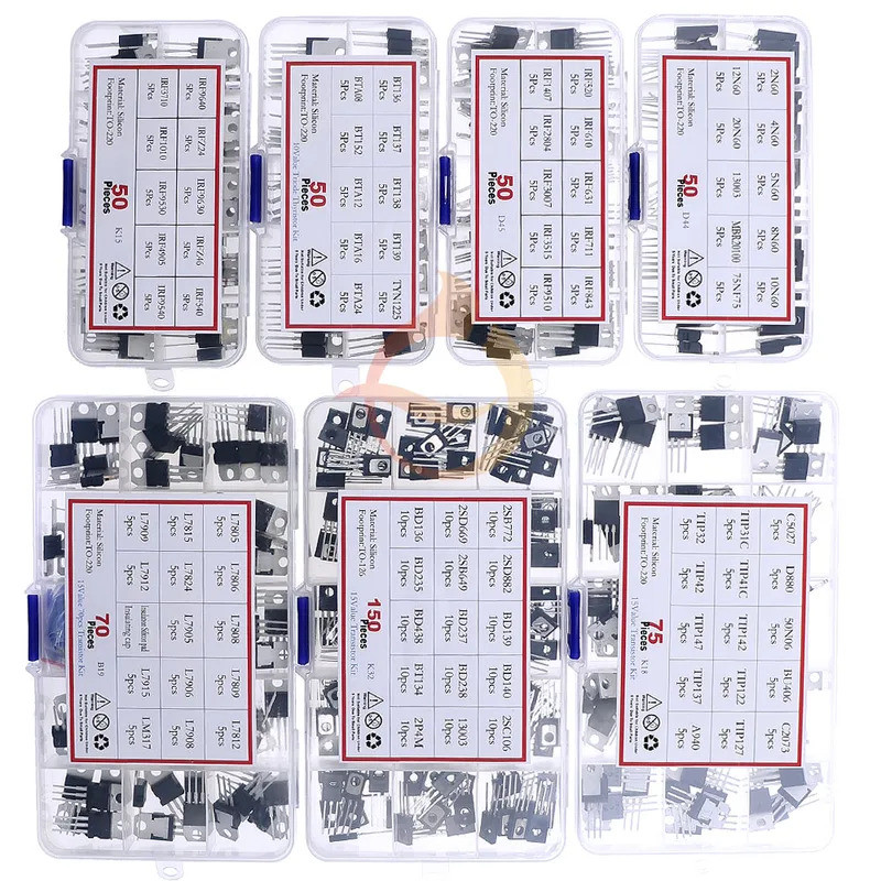 Mosfet Triode Thyristor PNP NPN Voltage regulator Chip Transistor Assortment Kit TO-92 TO-126 TO ...