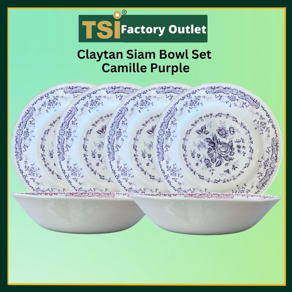CLAYTAN BASIC SIAM BOWL SET - CAMILLE PURPLE Ceramic Plate Pinggan ...